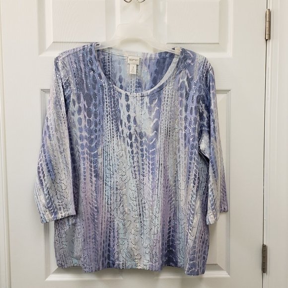 Chico's | Tops | Chicos Zenergy 3 Nwot Blue Purple Sparkle Sequin ...